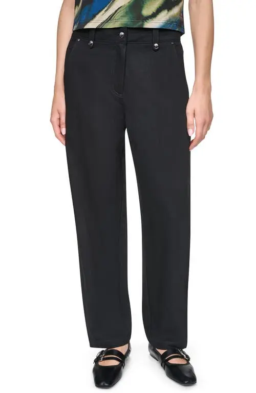 Dkny Barrel Leg Sanded Twill Pants - Black