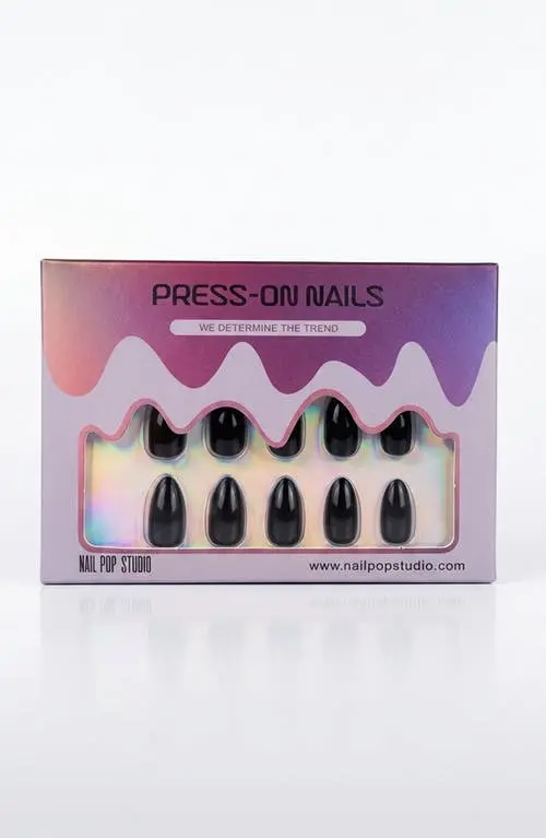 NAIL POP STUDIO Almond Press-on Nails - Black