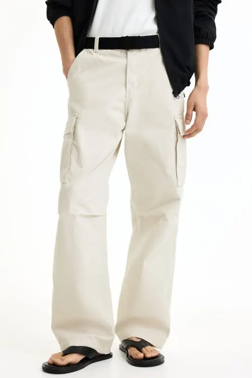 H&m Relaxed-fit Cargo Pants - Cream
