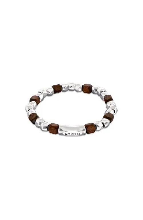 UNODE50 Elastic Bracelet With Beads Plated - Silver