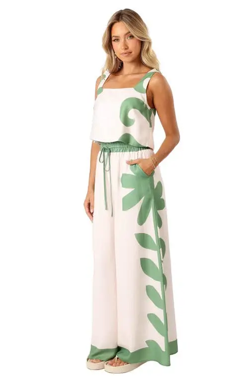 PETAL & PUP Linen Blend Square Neck Top And Wide Leg Pants