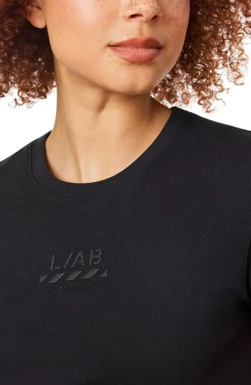 L/AB OFF-WHITE Logo Graphic Cropped T-shirt - Black Night