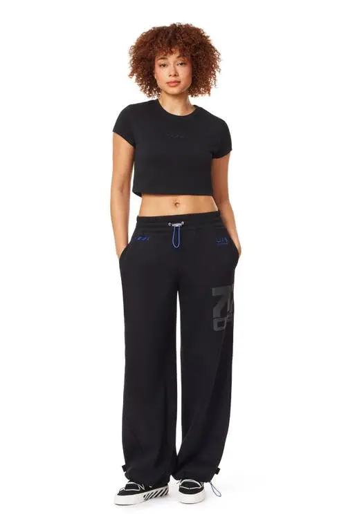 L/AB OFF-WHITE Logo Graphic Cropped T-shirt - Black Night