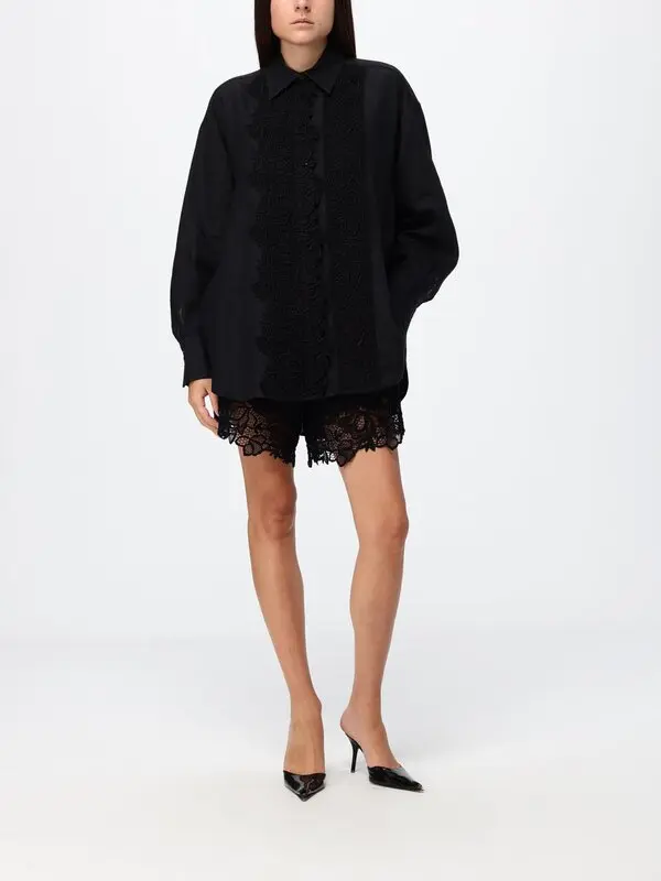 Ermanno Scervino Relaxed Fit Linen Shirt With Lace Inserts