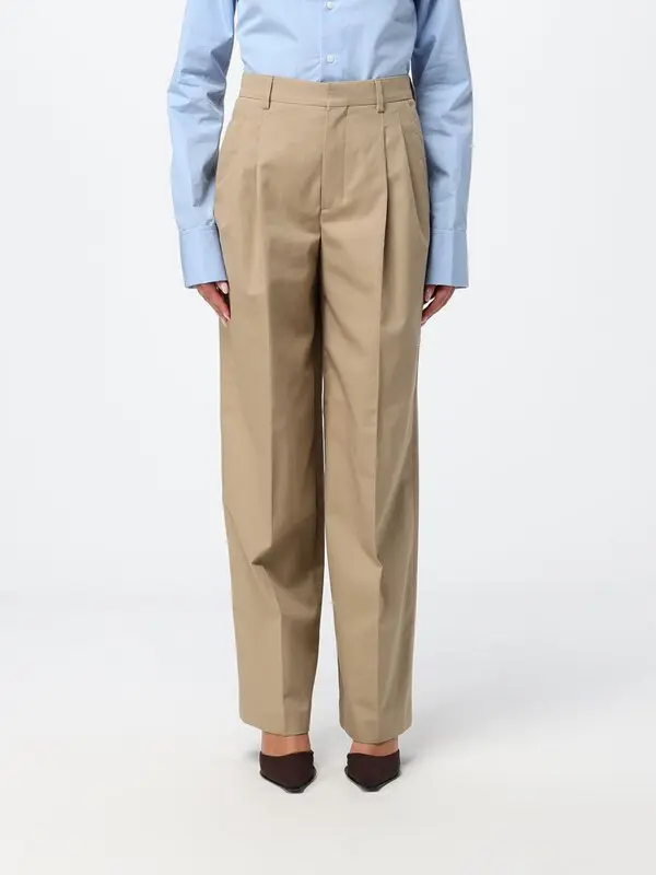 AMI Paris High-waisted Wide-leg Cotton Palazzo Trousers - Beige