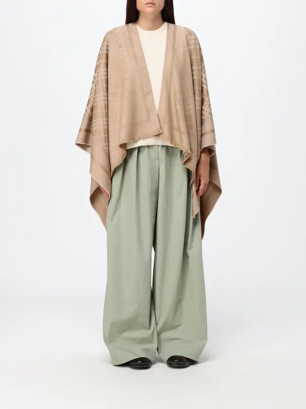 Burberry Asymmetrical V-neck Wool And Cashmere-blend Knit Cape - Beige