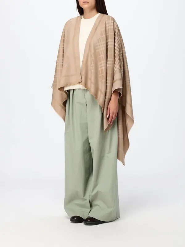 Burberry Asymmetrical V-neck Wool And Cashmere-blend Knit Cape - Beige