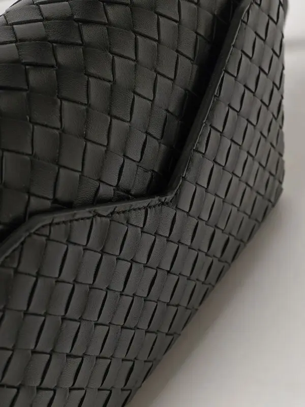 Bottega Veneta Small Knot Lock Intrecciato Leather Bag - Black
