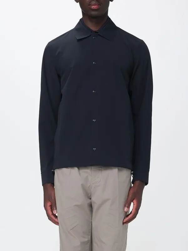 Herno Technical Fabric Shirt Jacket With Classic Collar And Contrast Logo - Black