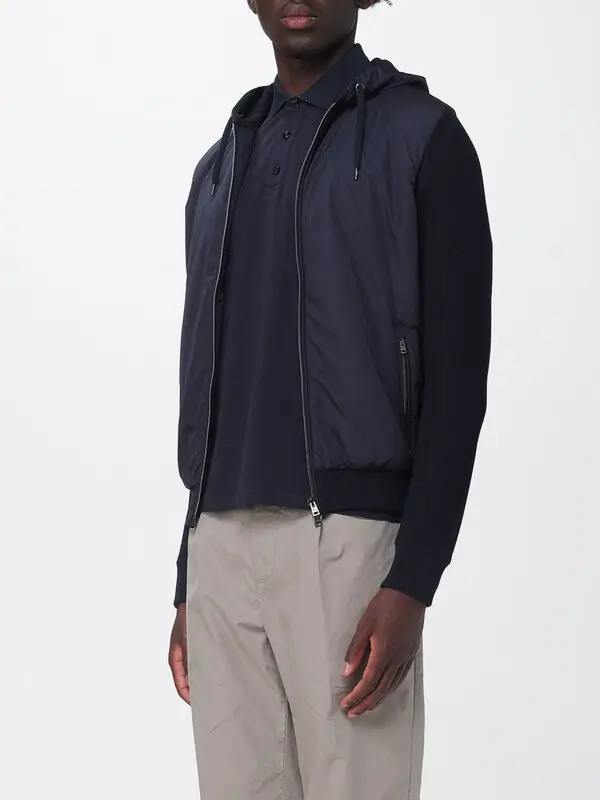 Herno Hooded Zip-up Cardigan In Cotton And Polyester Blend Knit