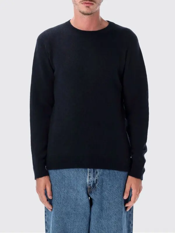 ROBERTO COLLINA Ribbed Crew Neck Pullover - Navy