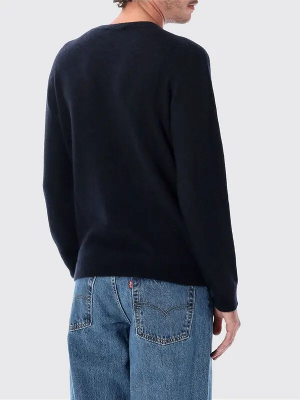 ROBERTO COLLINA Ribbed Crew Neck Pullover - Navy