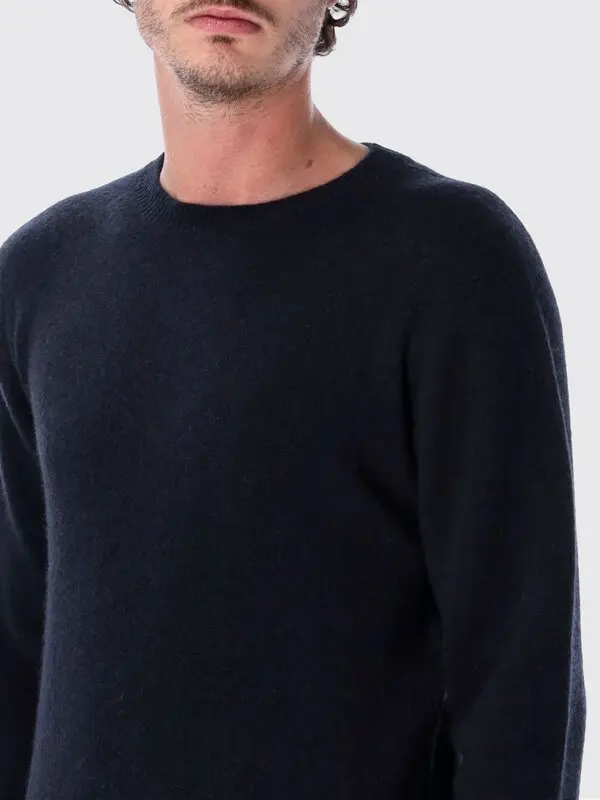 ROBERTO COLLINA Ribbed Crew Neck Pullover - Navy