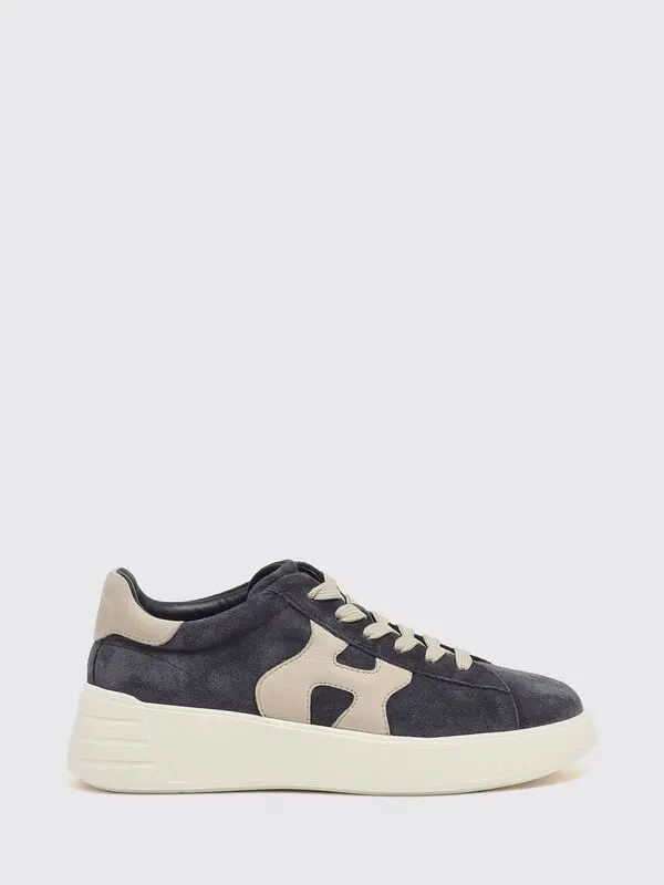 Hogan Rebel Leather And Suede Sneakers With Chunky Sole - Blue