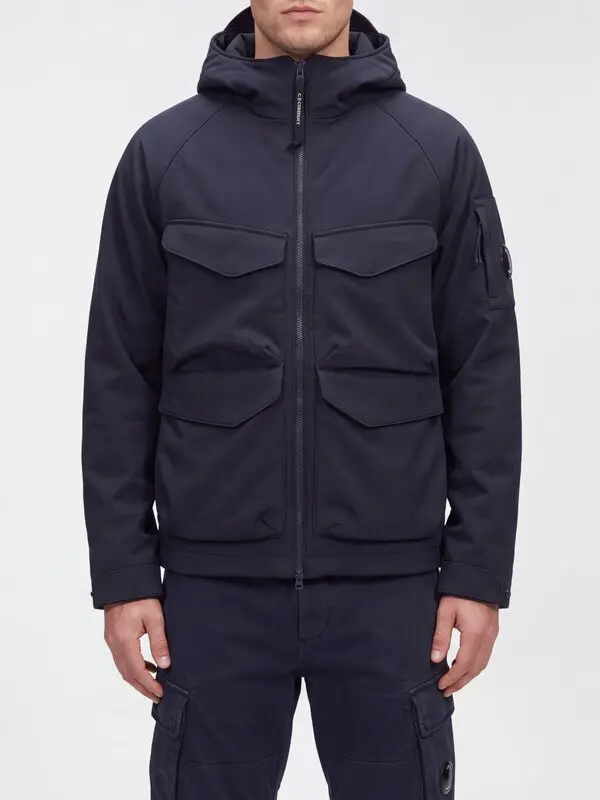 C.P. COMPANY Short Quilted Technical Fabric Parka With Removable Hood - Blue
