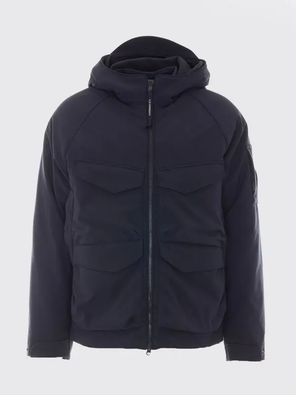 C.P. COMPANY Short Quilted Technical Fabric Parka With Removable Hood - Blue