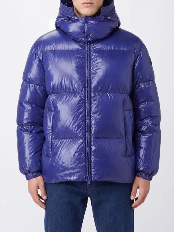 DIESEL® Padded Quilted Nylon Jacket With Adjustable Hood - Blue