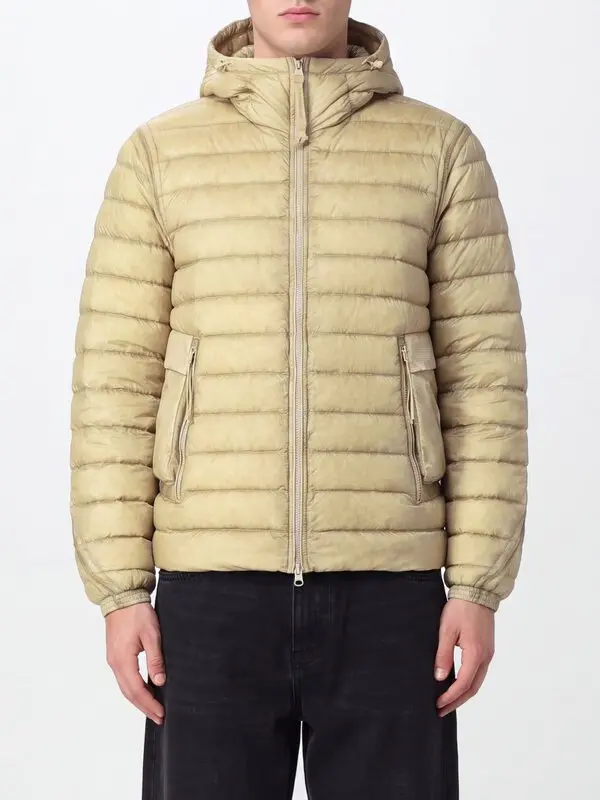 C.P. COMPANY Short Nylon Puffer Jacket With Goggle Hood - Beige
