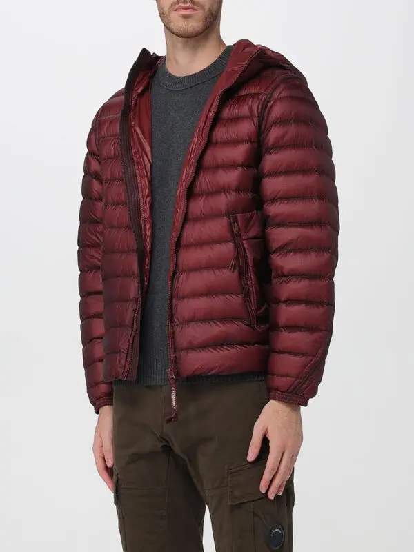 C.P. COMPANY Short Nylon Puffer Jacket With Goggle Hood - Red