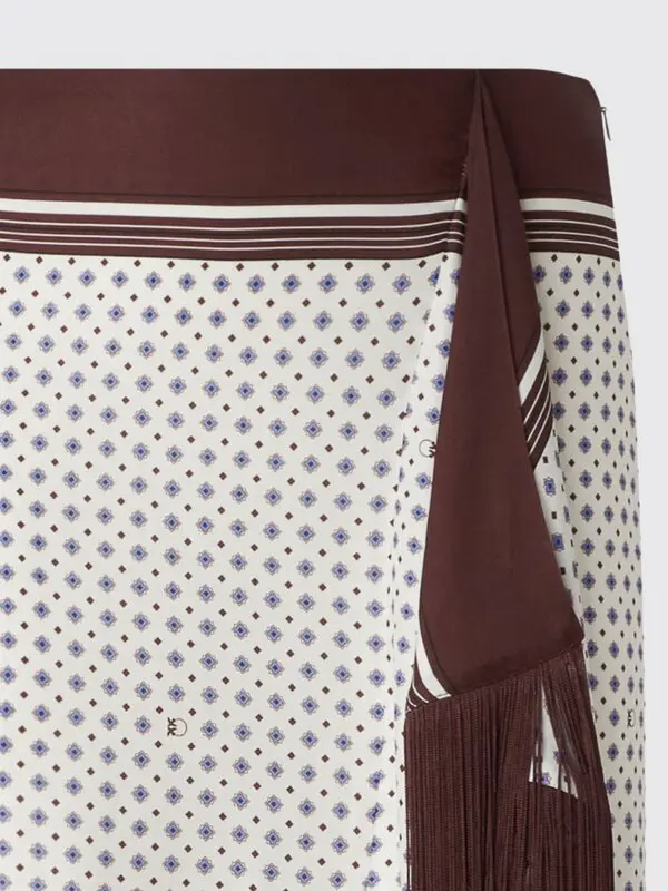 Pinko Printed Midi Wrap Skirt With Fringe Detail