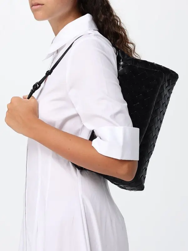 Bottega Veneta Small Intrecciato Calfskin Shoulder Bag - Black