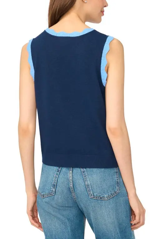 CECE DUPRAZ Scalloped Trim Sleeveless Sweater