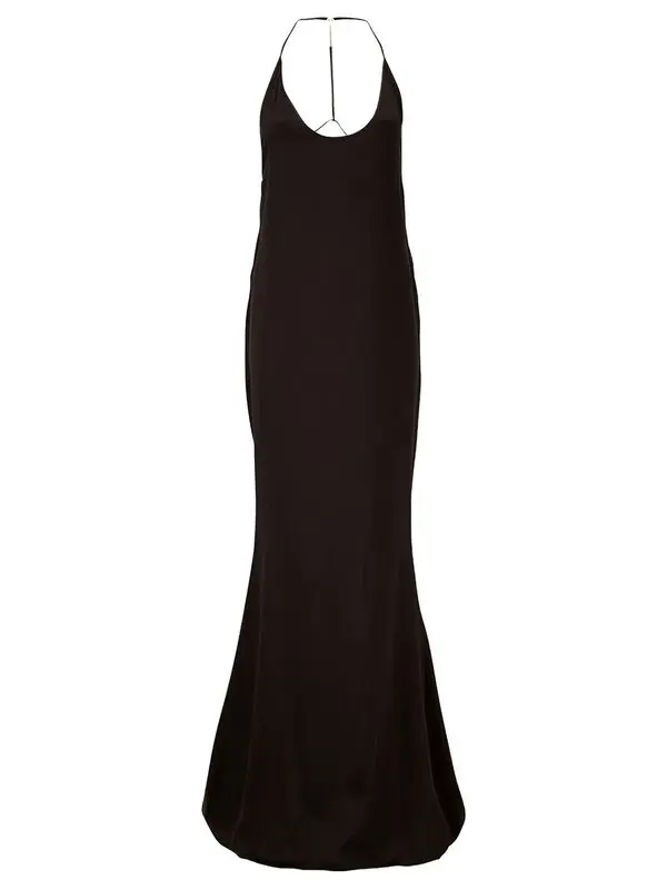 TOM FORD Silk Satin Evening Dress With American Neckline - Brown