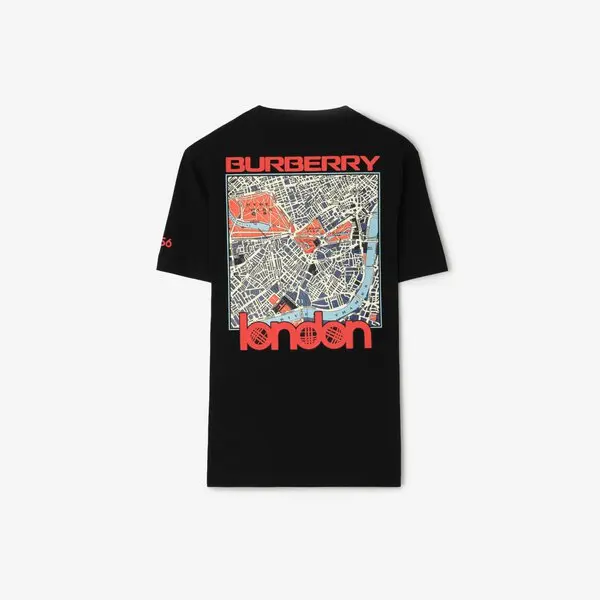 Burberry London Map Cotton T-shirt - Black
