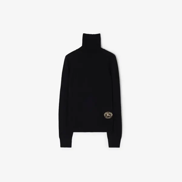 Burberry Wool Cashmere Rollneck Sweater - Black