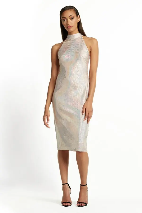 Tadashi Shoji Meredith Sequin Knit Midi Dress - Blush