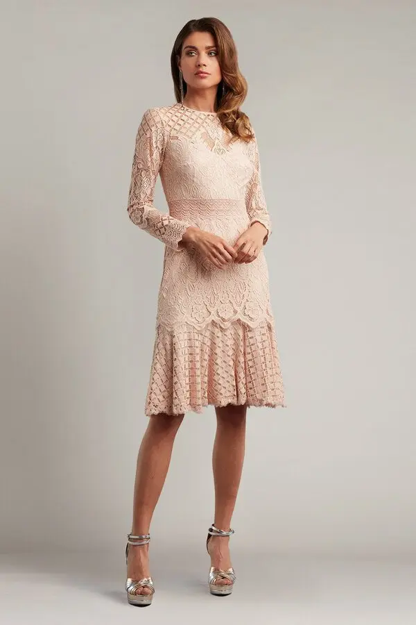 Tadashi Shoji Barron Long-sleeve Lace Dress - Primrose