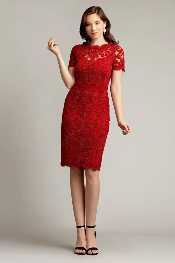 Tadashi Shoji Silas Embroidered Lace Dress - Flame