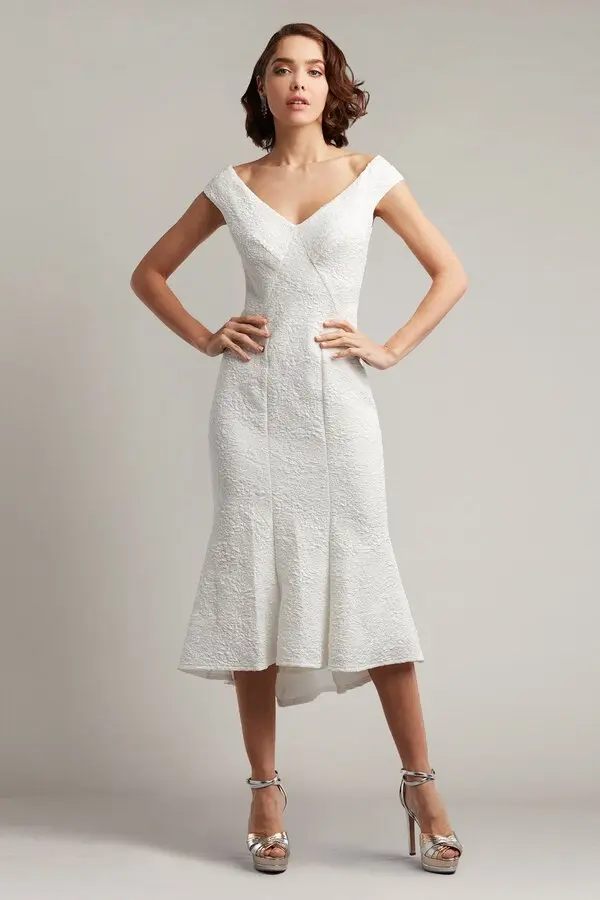 Tadashi Shoji Agnes Rose Jacquard Dress - White
