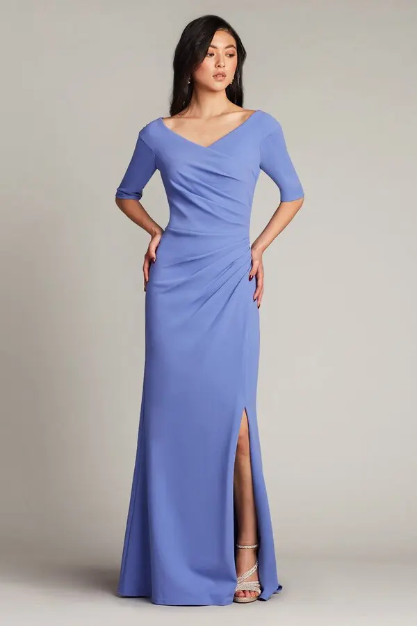 Tadashi Shoji Beyer Draped Crepe Gown - Lilac