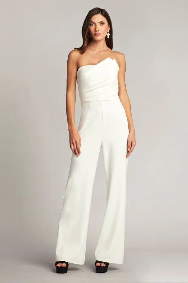Tadashi Shoji Allen Draped Crepe Jumpsuit - Ivory