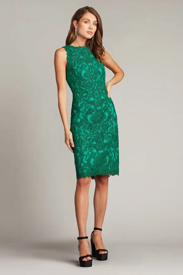 Tadashi Shoji Mariam Embroidered Sheath Dress - Pine