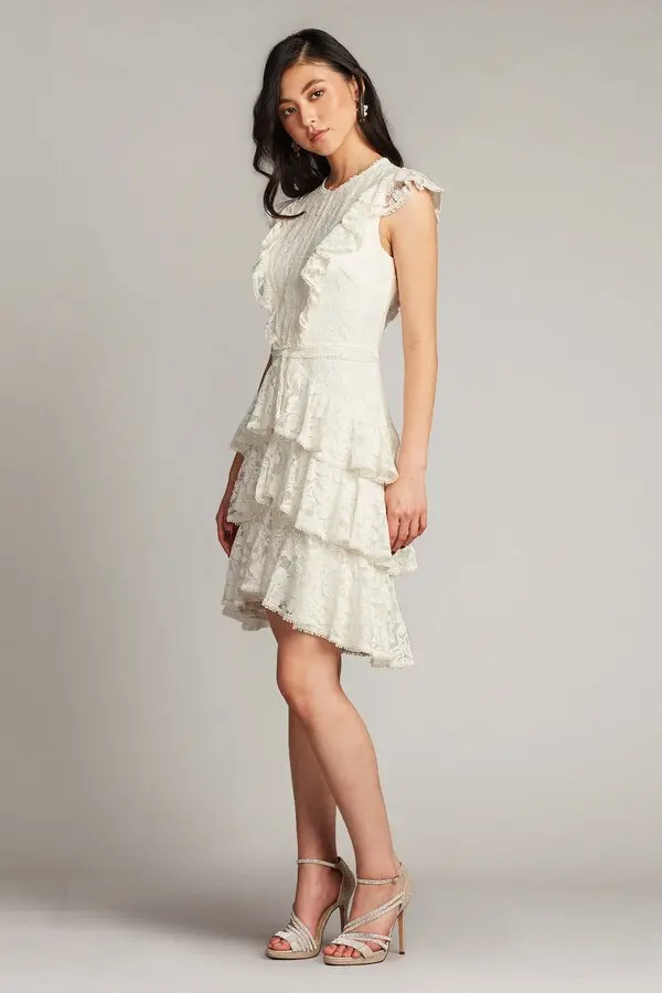 Tadashi Shoji Tari Ruffle-tiered Lace Dress - Ivory