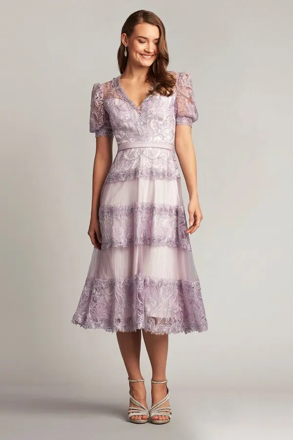 Tadashi Shoji Fatiha Floral Lace & Chiffon Dress - Lavender