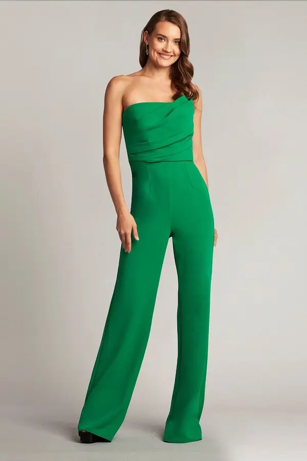 Tadashi Shoji Allen Draped Crepe Jumpsuit - Pine