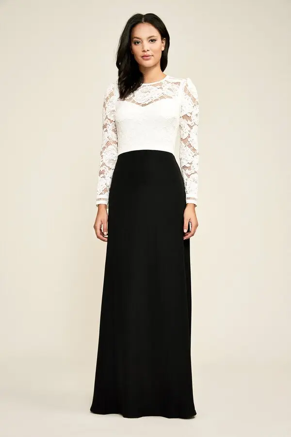 Tadashi Shoji Vivianne Evening Gown Petite - White/black
