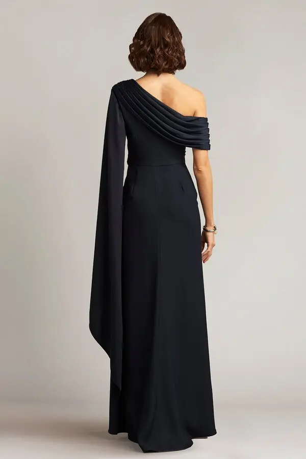 Tadashi Shoji Ember Cape Sleeve Gown - Navy