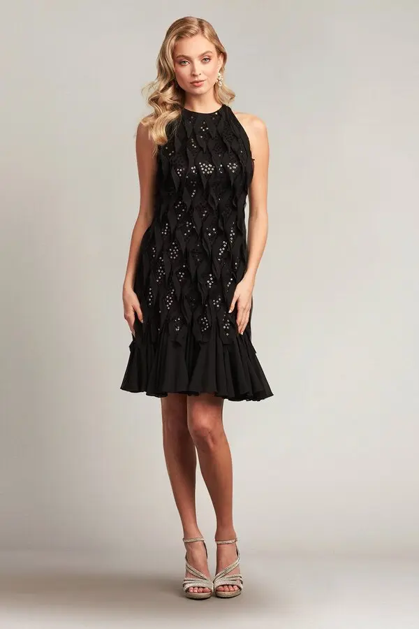 Tadashi Shoji Keeya Embellished Ribbon Dress - Black