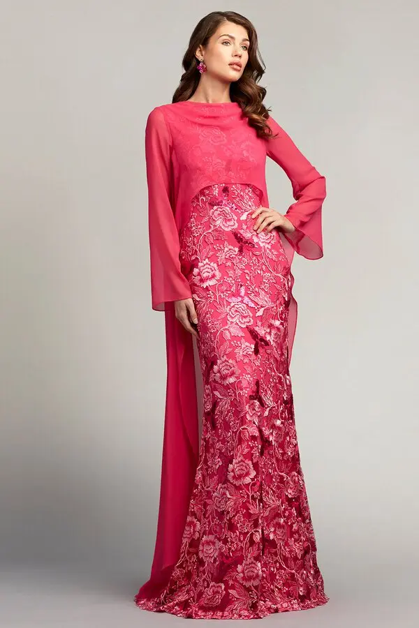 Tadashi Shoji Kosta Embroidered Chiffon Overlay Gown - Blossom