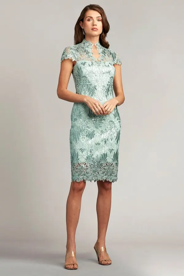 Tadashi Shoji Brinnan Sequin Embroidered Dress - Frosted Jade