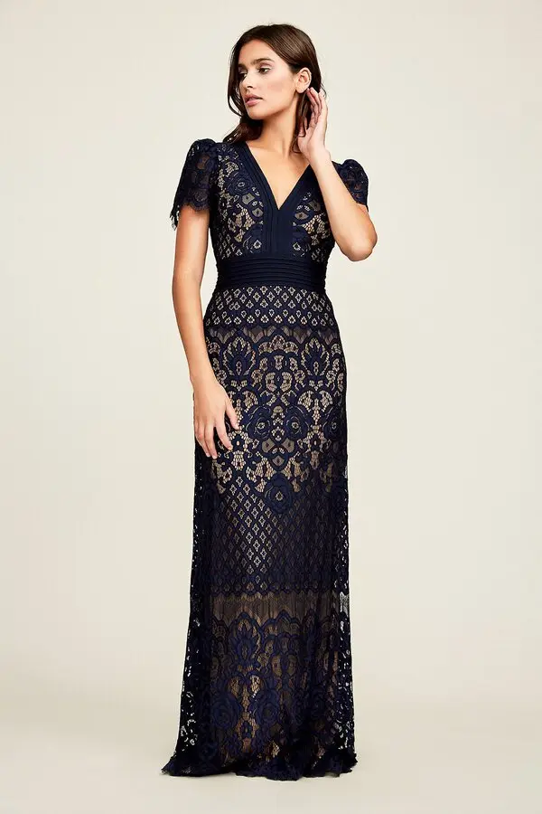 Tadashi Shoji Jessamyn Gown - Navy/nude