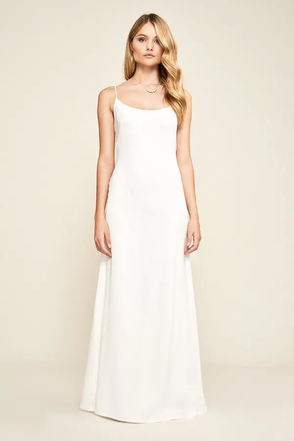 Tadashi Shoji Libby Stretch Crepe Slip Gown - White