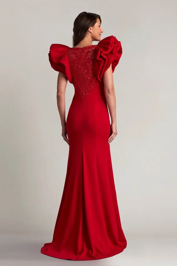 Tadashi Shoji Romilly Shoulder Ruffle Gown