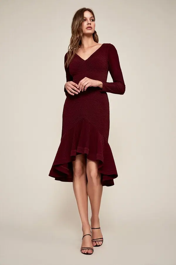 Tadashi Shoji Elias Long-sleeve Pintuck Dress - Black