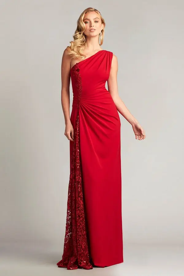 Tadashi Shoji Tomie One-shoulder Gown - Geranium