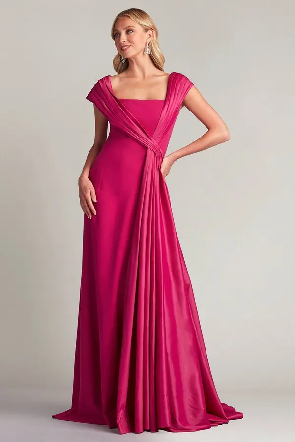 Tadashi Shoji Mckenna Draped Sash Gown - Hibiscus